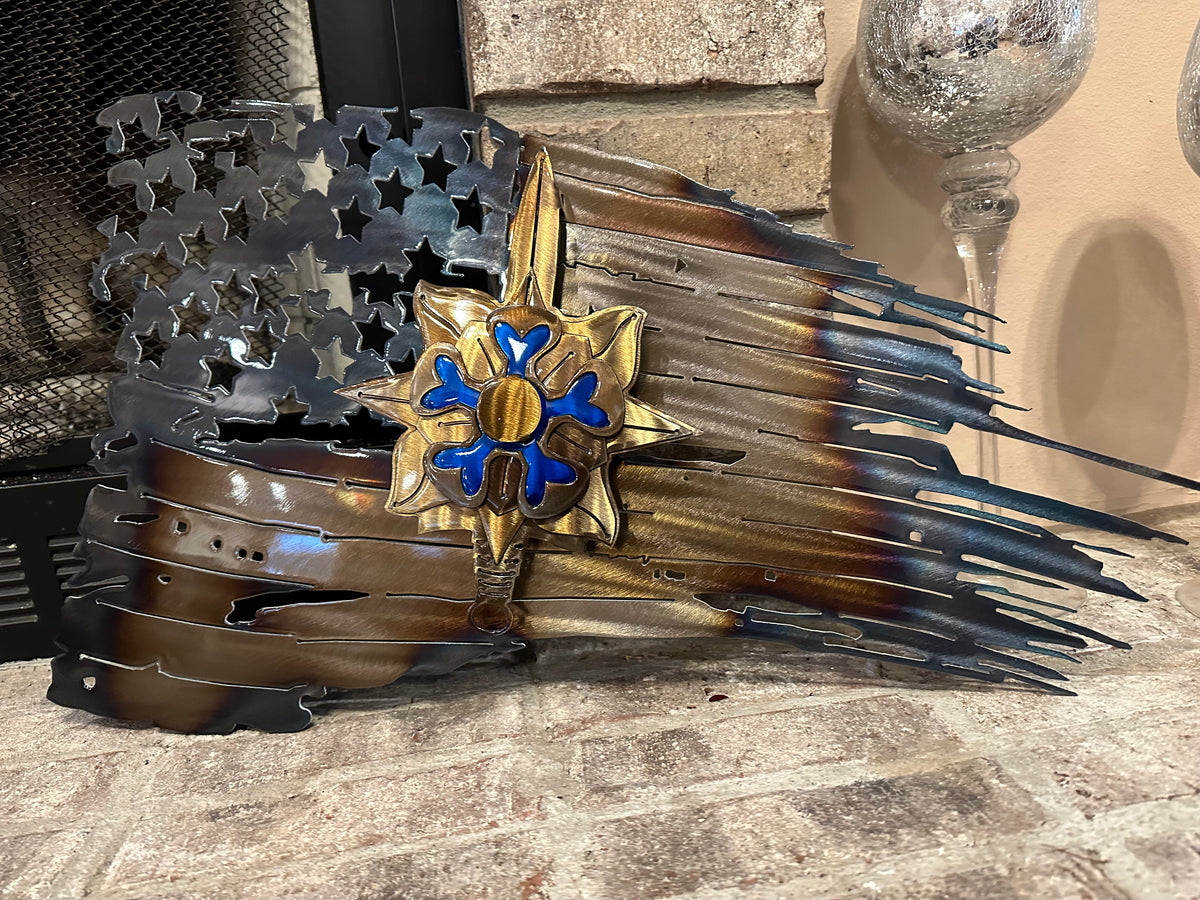 Tattered American Flag - MI Crest Edition – Mind Bending Metal Art