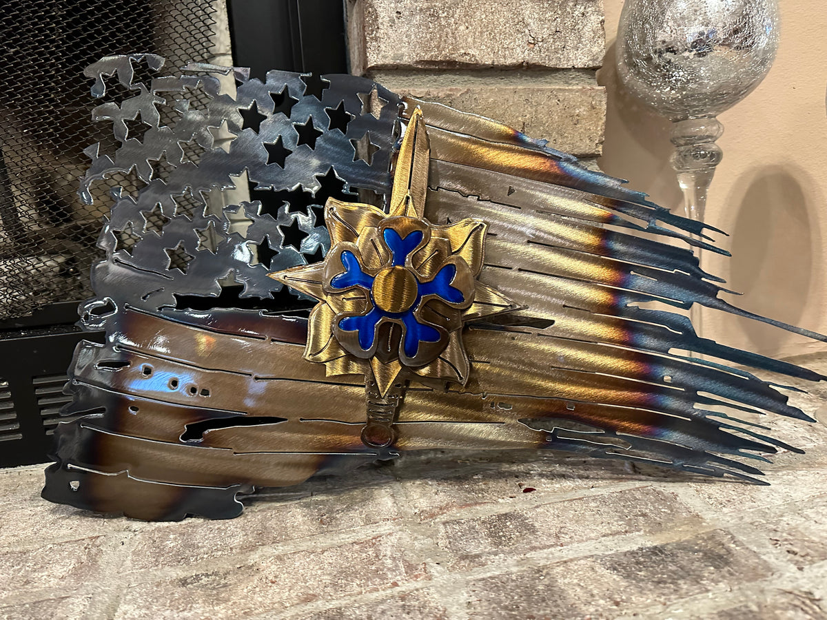 Tattered American Flag - MI Crest Edition – Mind Bending Metal Art