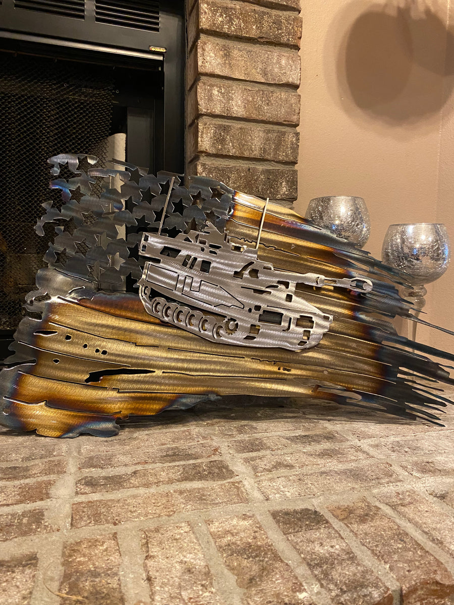 Tattered American Flag - Metal Wall Art - M109 Howitzer Edition – Mind ...