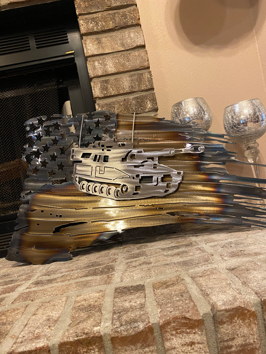 Tattered American Flag - Metal Wall Art - M109 Howitzer Edition – Mind ...